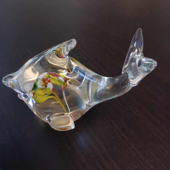 Other | Crystal Fish Paperweight With Flowers Inside | Poshmark